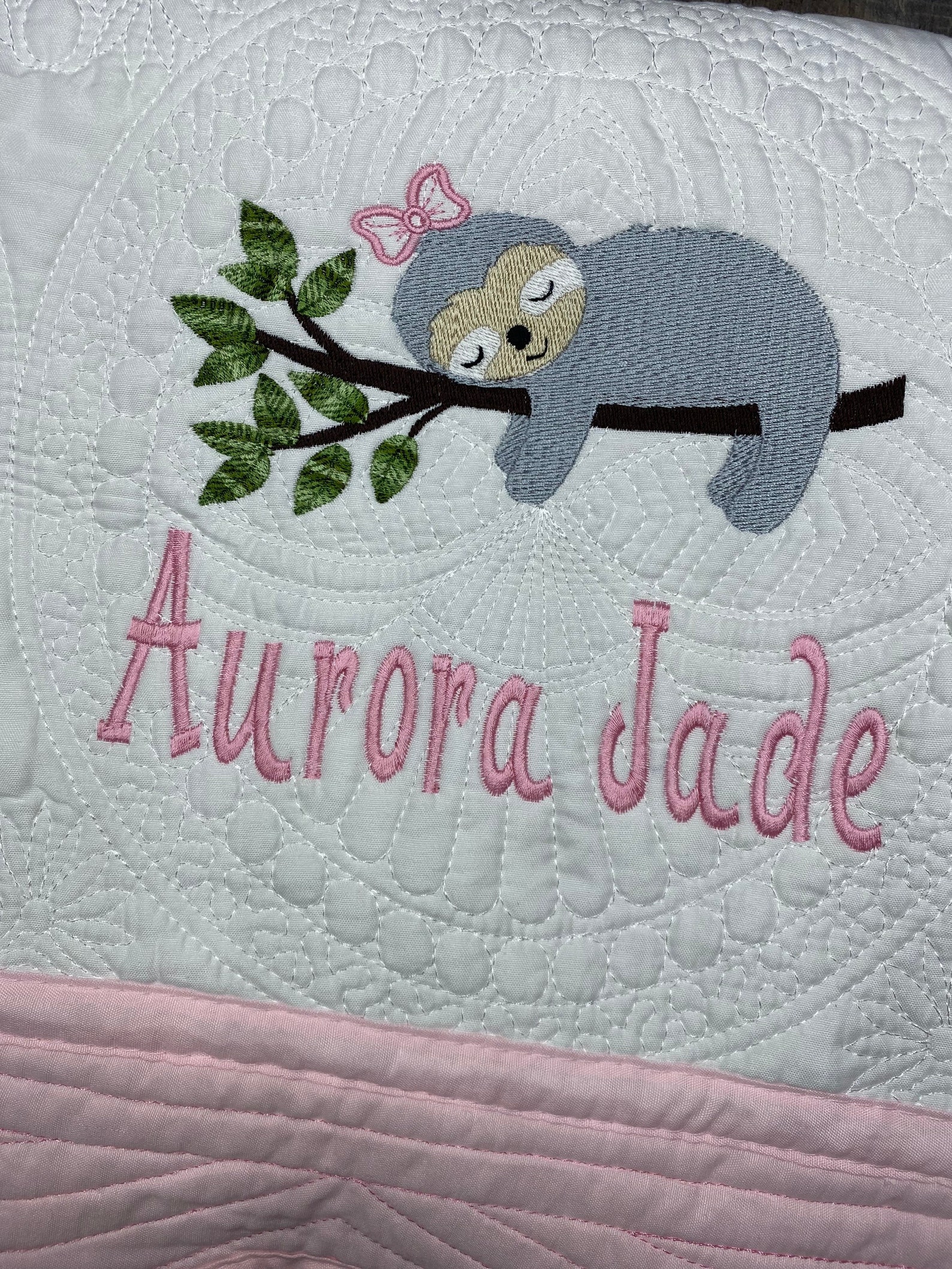 Baby Girl Sloth Heirloom Personalized Baby Quilt Blanket - Etsy