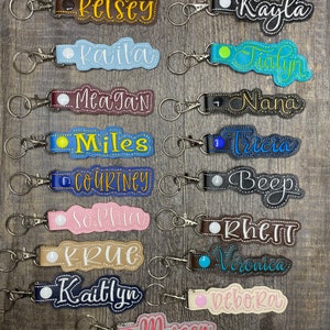 Name Tag Keychain, Embroidered Name Keychain, Backpack Tag ...