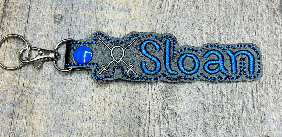 Fencing Name Tag Keychain, Embroidered Name Keychain, Backpack Tag ...