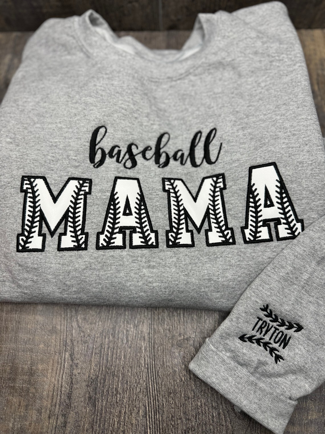 Custom Baseball Mama Embroidered Sweatshirt, Baseball Mama Crewneck ...