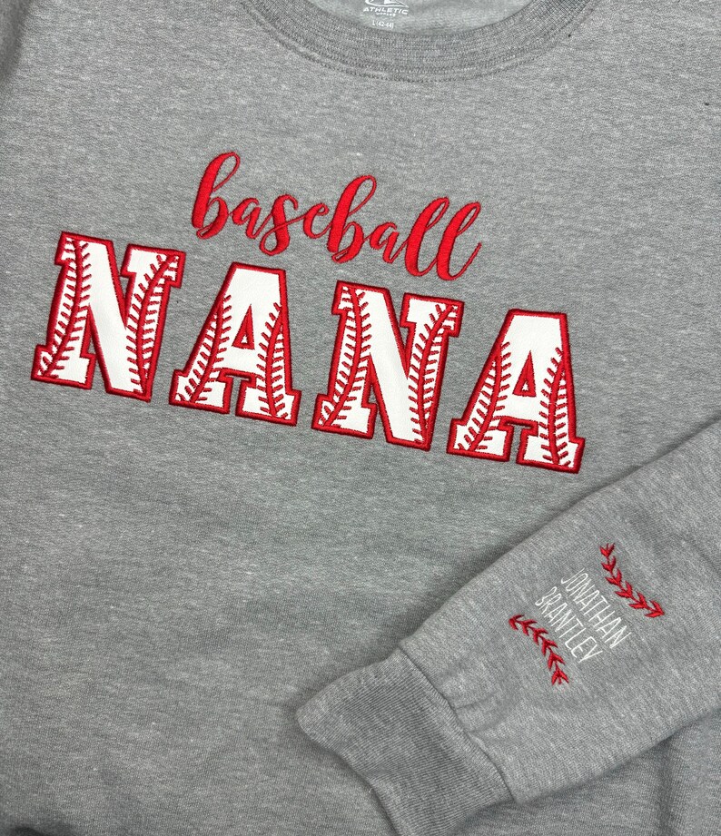 Custom Baseball Nana Embroidered Sweatshirt, Baseball Nana Crewneck ...