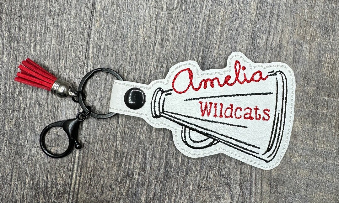 Cheerleader Name Tag Keychain, Megaphone Keychain, Cheer Backpack Tag ...