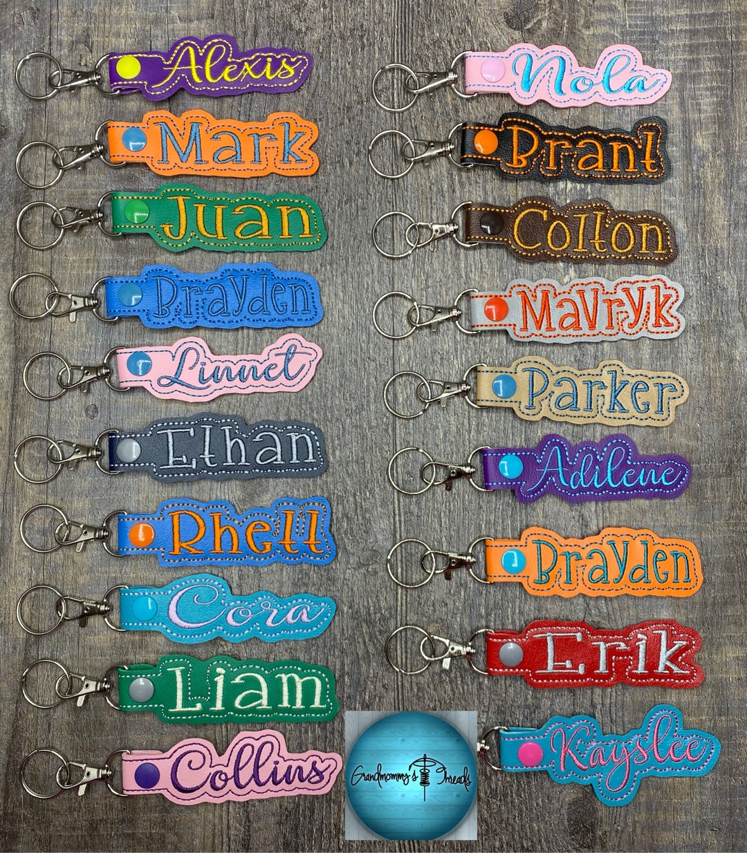 Name Tag Keychain, Embroidered Name Keychain, Backpack Tag ...