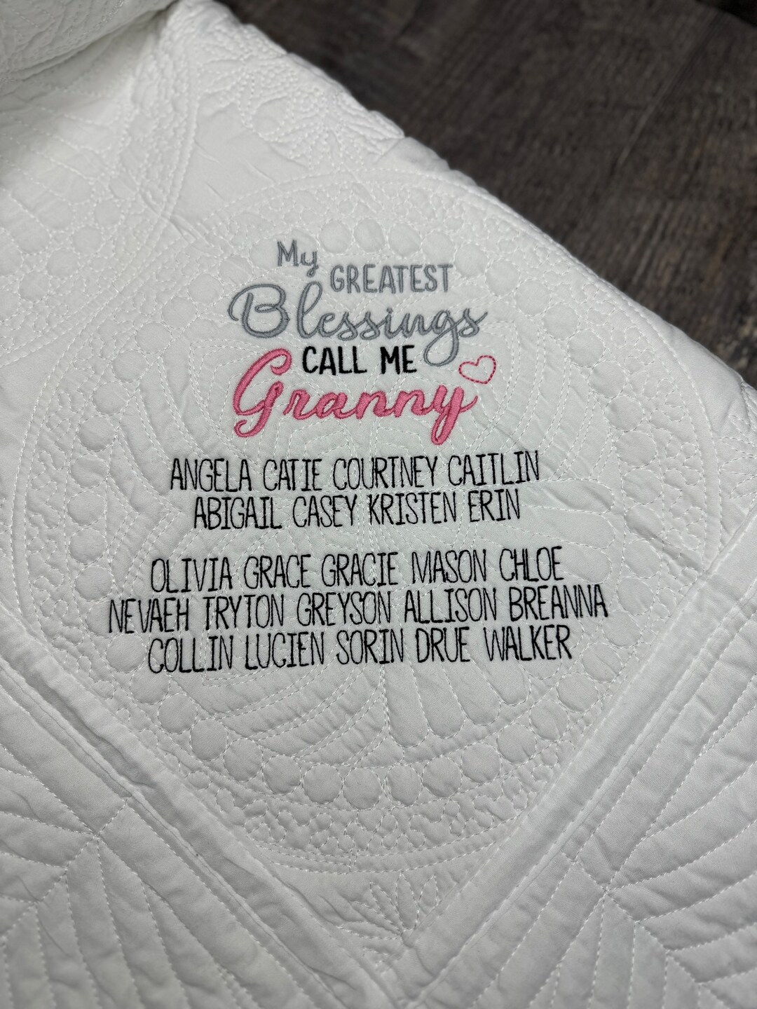 Monogrammed Names Lap Quilt, Grandma Gift, Lap Quilt Grandparents ...