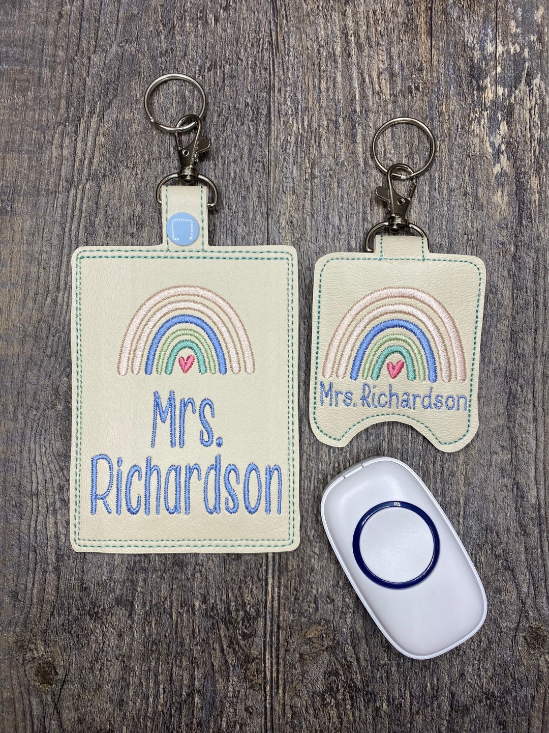 Personalized Boho Rainbow Badge Holder, Teacher ID Badge Holder ...