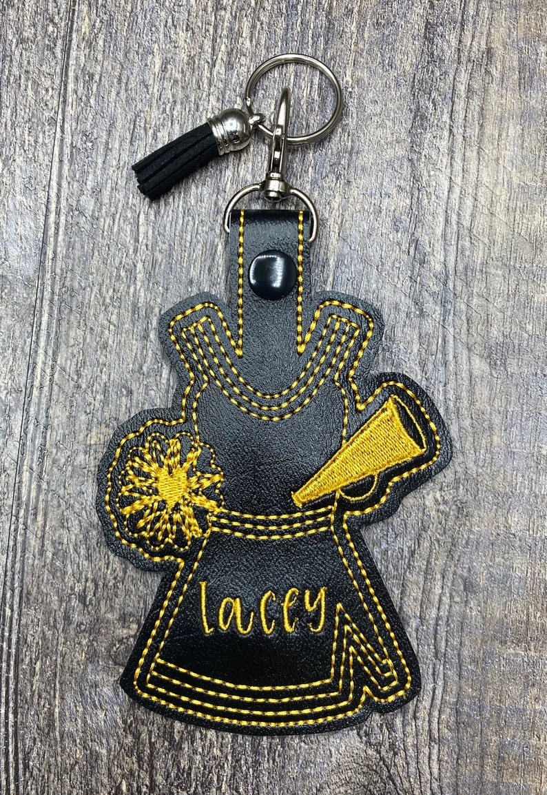 Cheerleader Name Tag Keychain Megaphone Keychain Cheer - Etsy