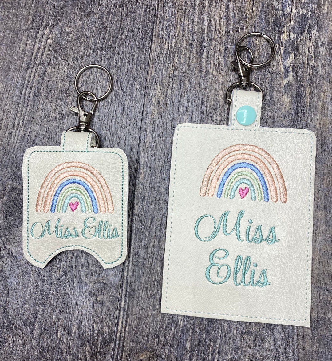 Personalized Boho Rainbow Badge Holder, Teacher ID Badge Holder ...