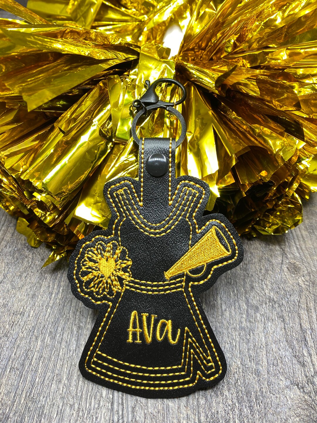 Cheerleader Name Tag Keychain, Megaphone Keychain, Cheer Backpack Tag ...
