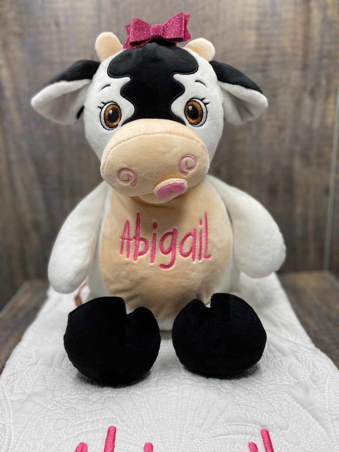 Personalized Cow Cubbie, Birth Stats Stuffed Animal, Personalized Baby ...