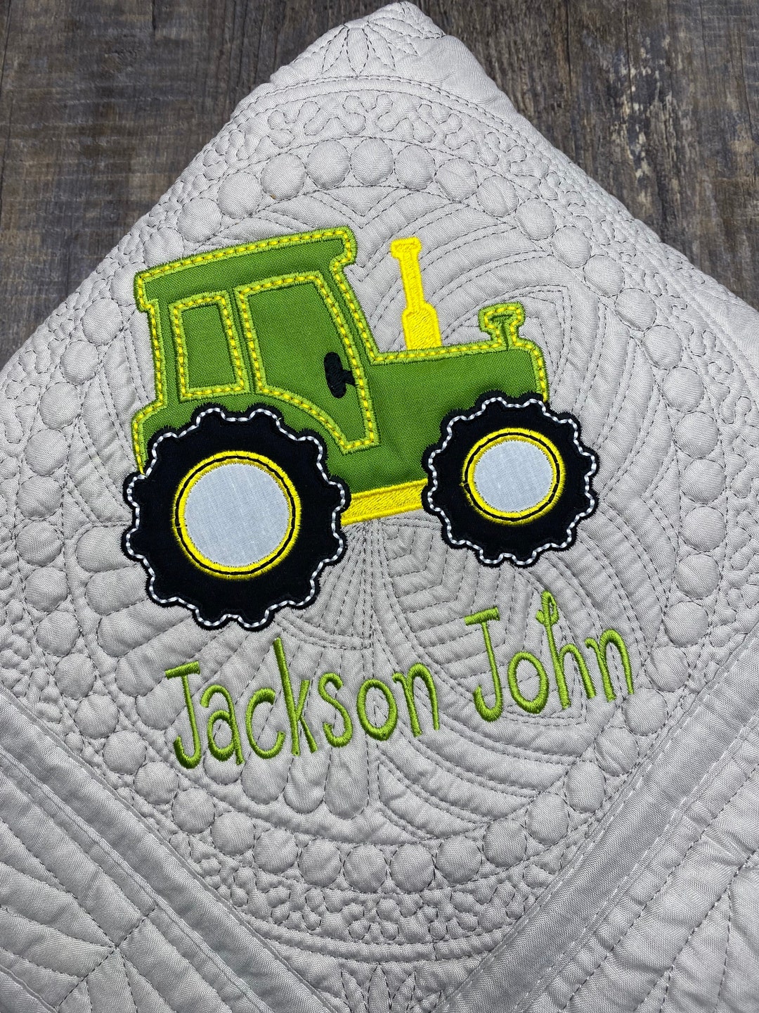 Tractor Heirloom Personalized Baby Quilt Blanket, Monogrammed Baby Gift ...