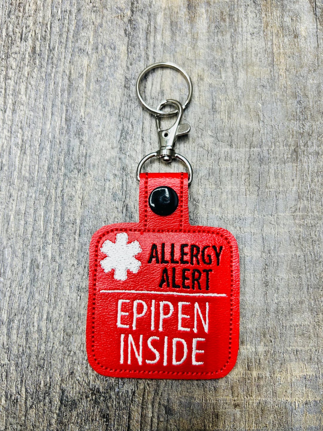 Epipen Inside Medical Awareness Tag Snap Tab Keychain, Epipen Awareness ...