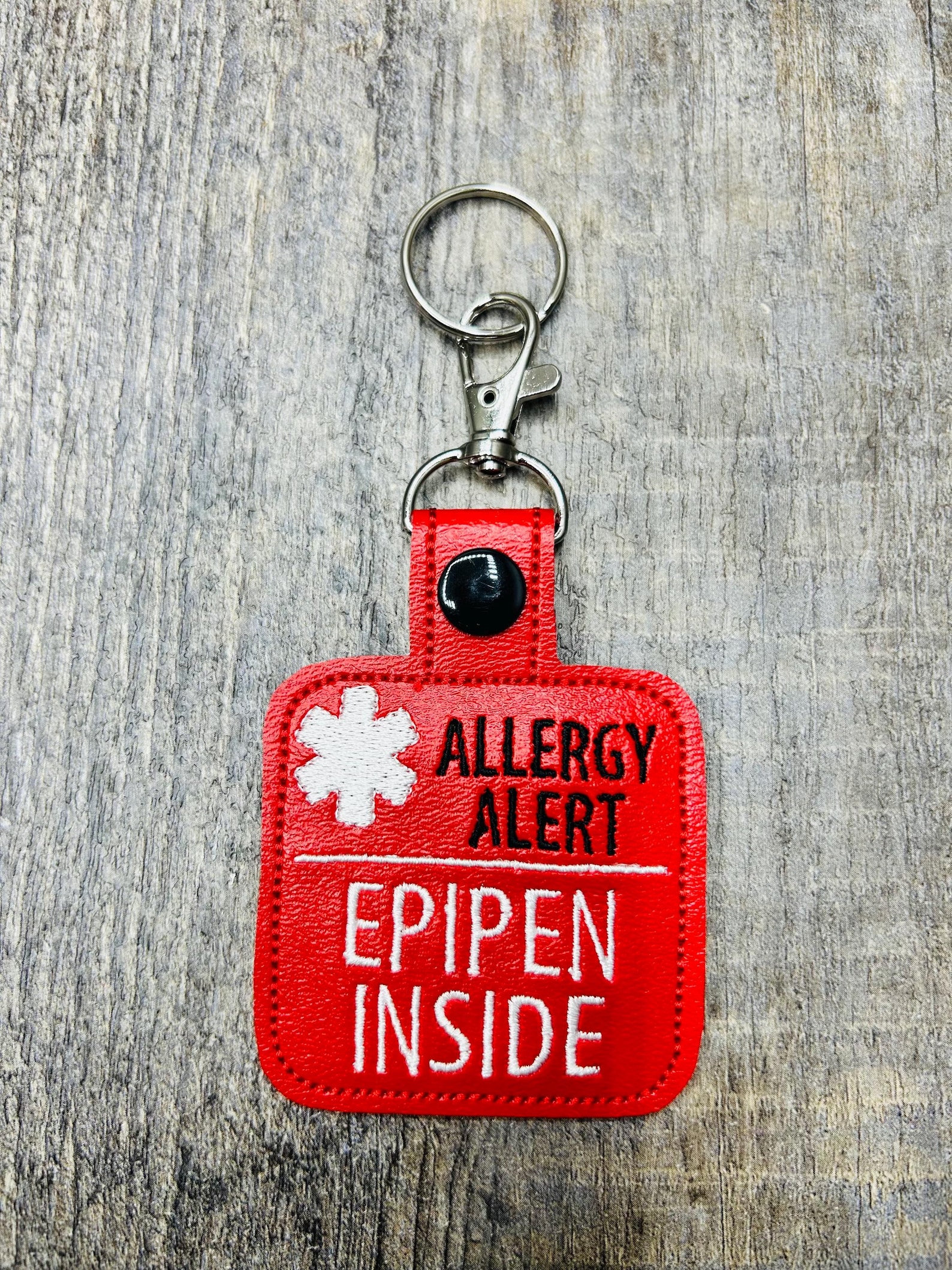 Epipen Inside Medical Awareness Tag Snap Tab Keychain, Epipen Awareness ...