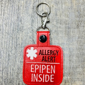 Epipen Inside Medical Awareness Tag Snap Tab Keychain, Epipen Awareness ...
