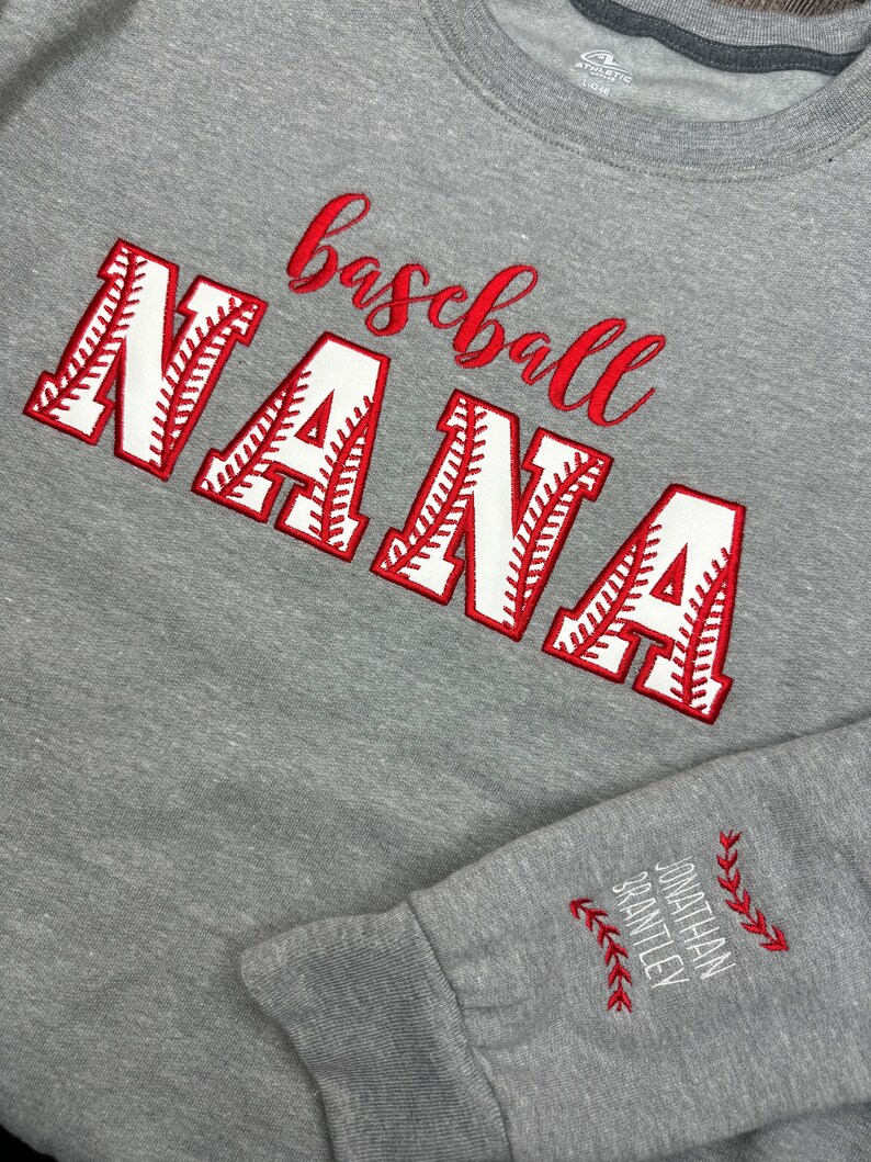 Custom Baseball Nana Embroidered Sweatshirt, Baseball Nana Crewneck ...