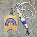 Personalized Boho Rainbow Pencil Badge Holder, Teacher ID Badge Holder ...