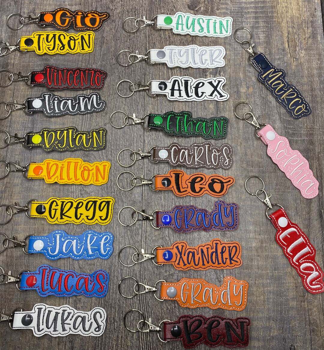 Name Tag Keychain, Embroidered Name Keychain, Backpack Tag ...