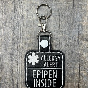 Epipen Inside Medical Awareness Tag Snap Tab Keychain, Epipen Awareness ...