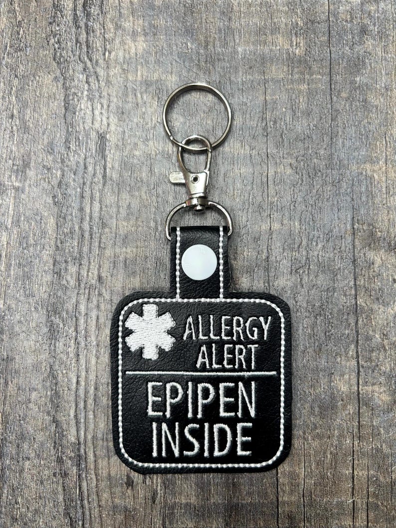 Epipen Inside Medical Awareness Tag Snap Tab Keychain, Epipen Awareness ...