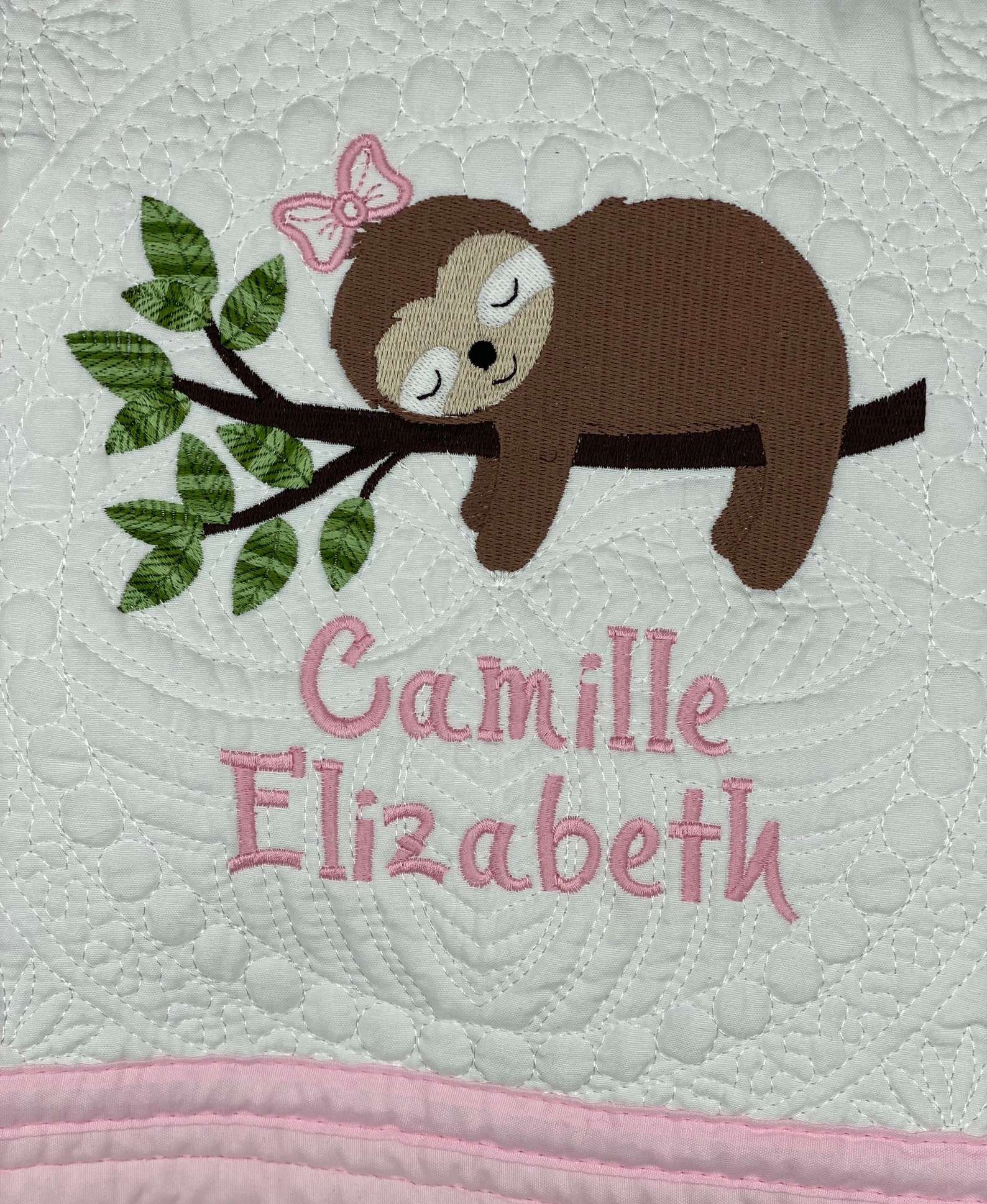 Baby Girl Sloth Heirloom Personalized Baby Quilt Blanket | Etsy