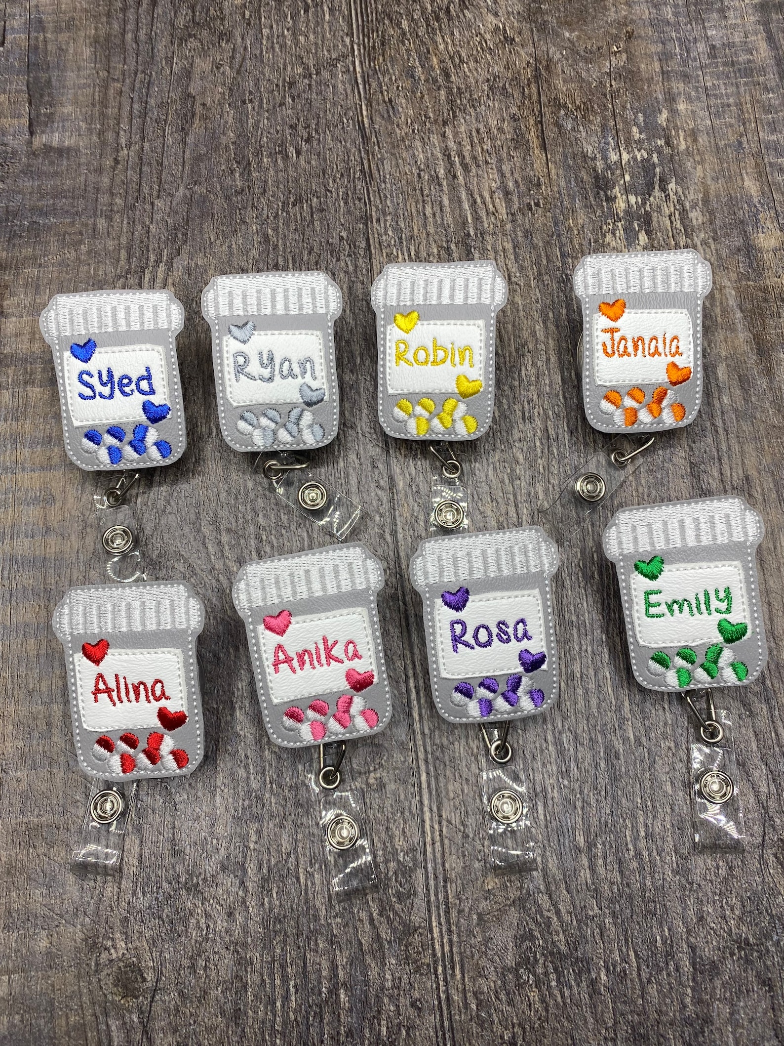 Personalized Medicine Bottle Pharmacy Healthcare Badge Reel, Pharmacist ...