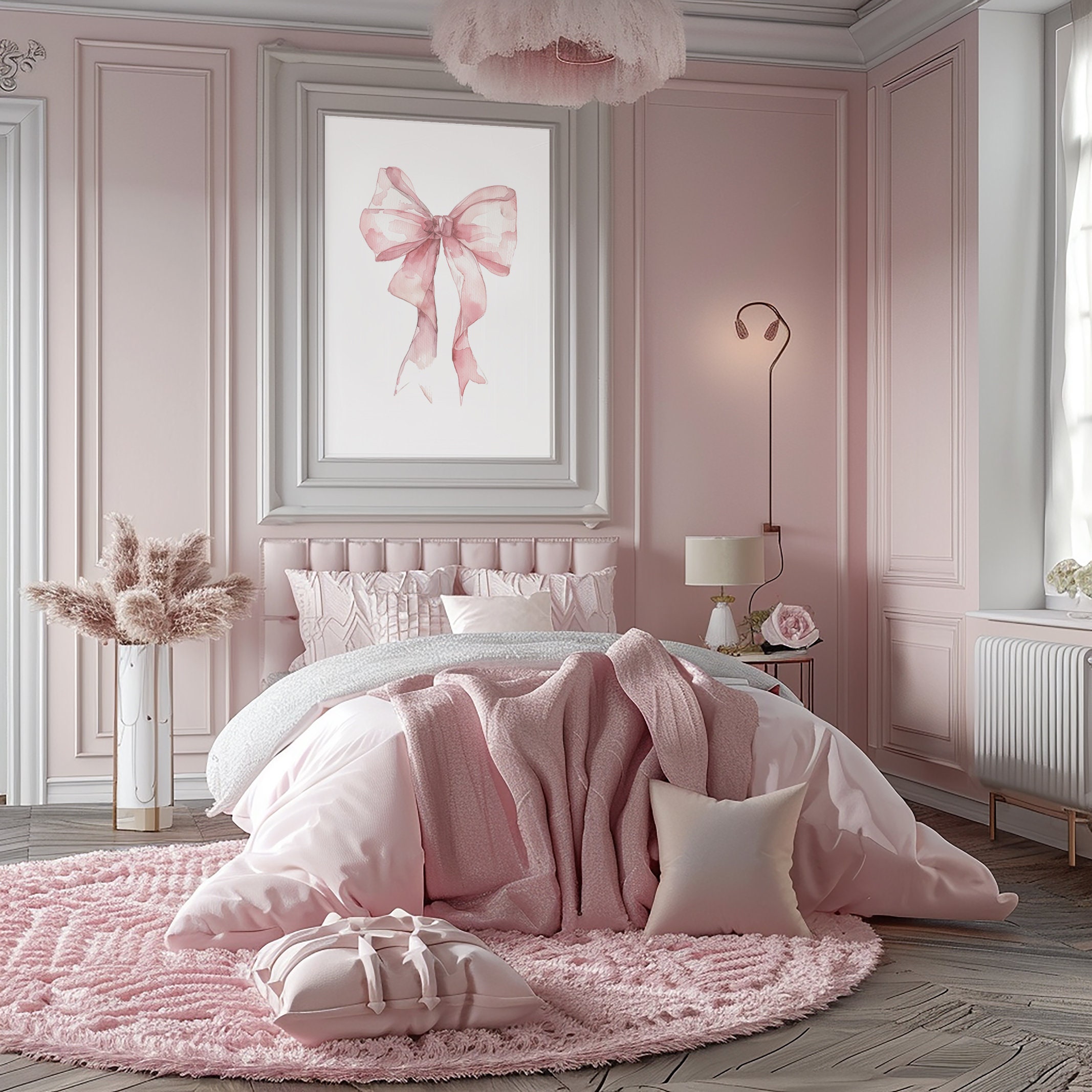 SD146 Printable Pink Bow Wall Art, Pink Preppy, Balletcore, Pink ...