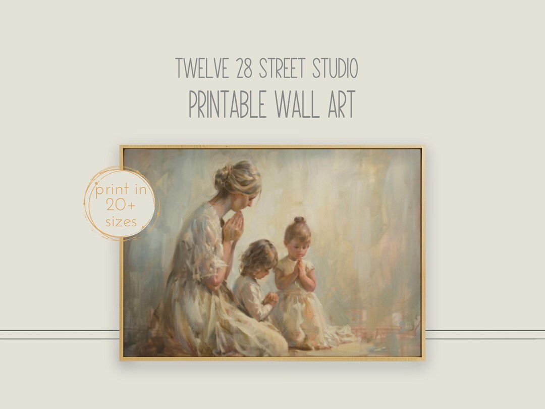 Mother and Children Praying Art Print: Christian Home Decor (digital ...