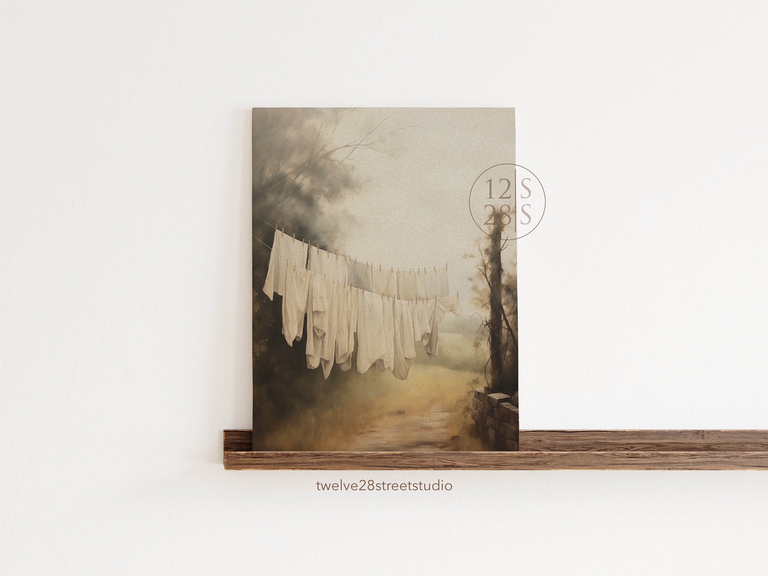SP111 Classic, Vintage, Oil Painting, Laundry Day, Laundry Room Art ...