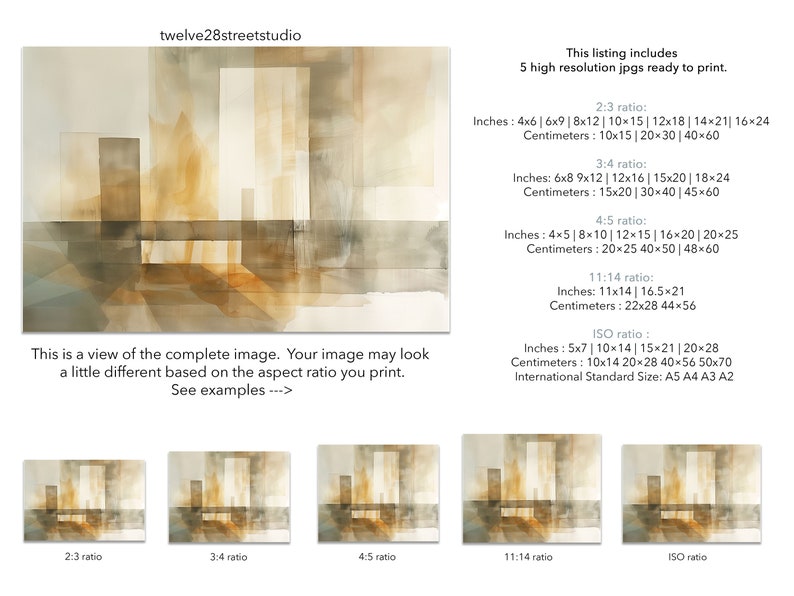 SD188 Printable Abstract Art, Neutral Tones, Muted Tonal Painting ...
