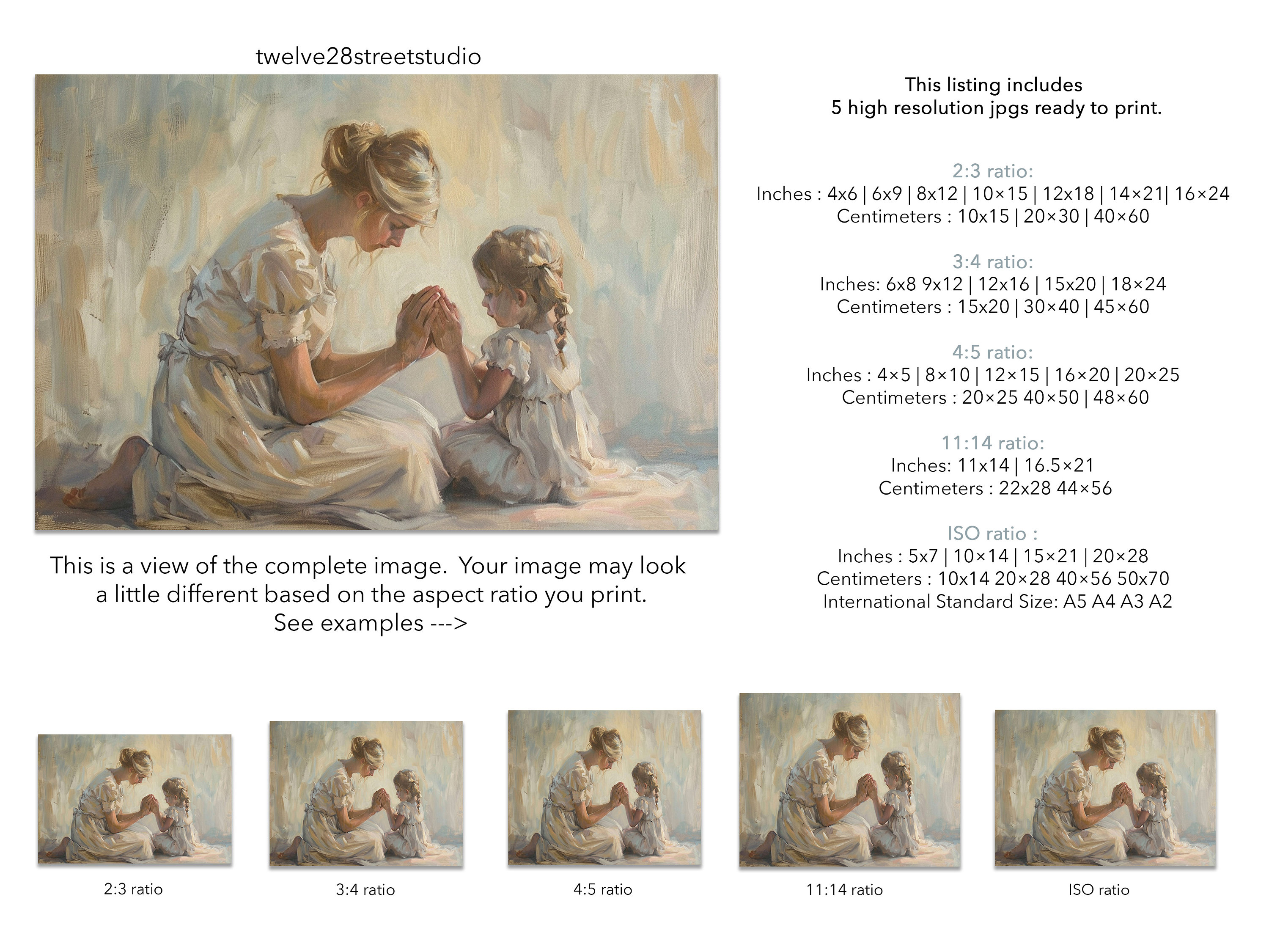 Mother and Children Praying Art Print: Christian Gift for Mom (digital ...