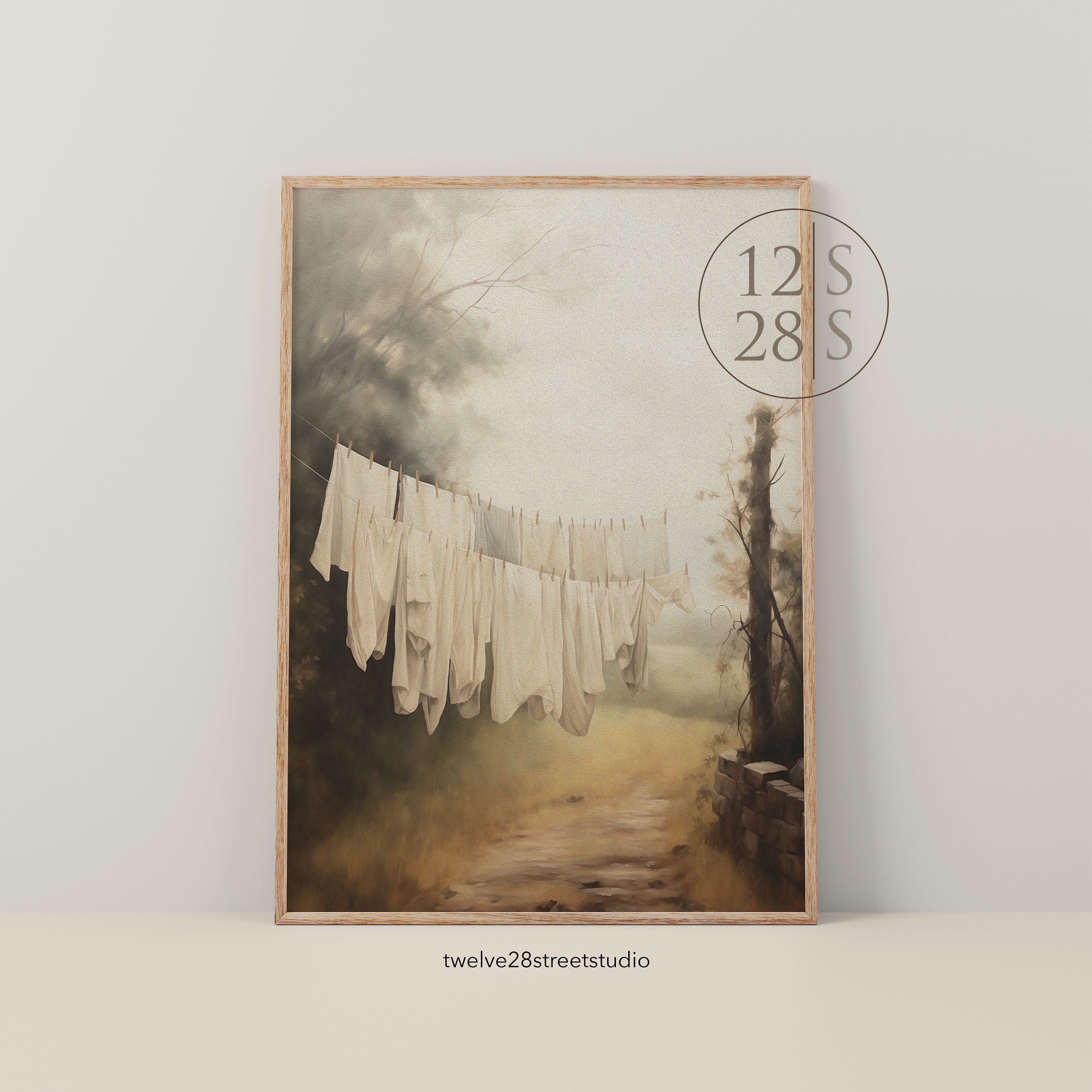 SP111 Classic, Vintage, Oil Painting, Laundry Day, Laundry Room Art ...