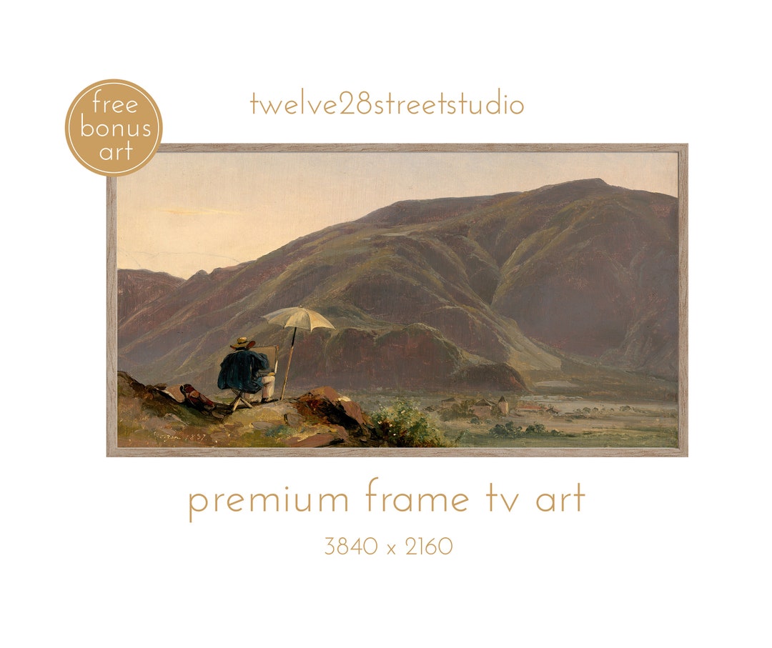 Frame TV Art, Vintage Landscape, Antique Art, View of Bozen With a ...