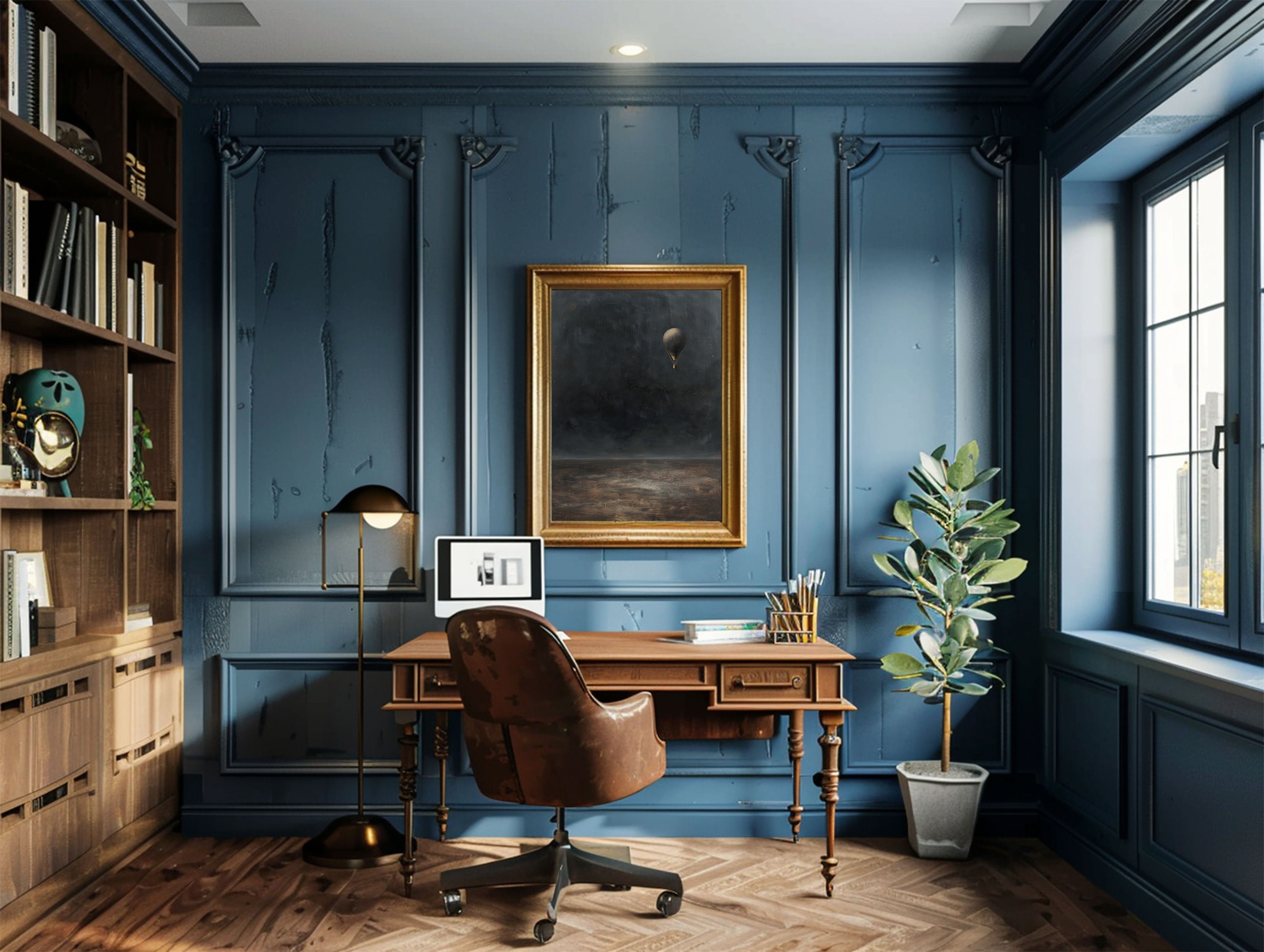 SP137 Dark Academia Poster Print, Hot Air Balloon, Time Travel, Moody ...