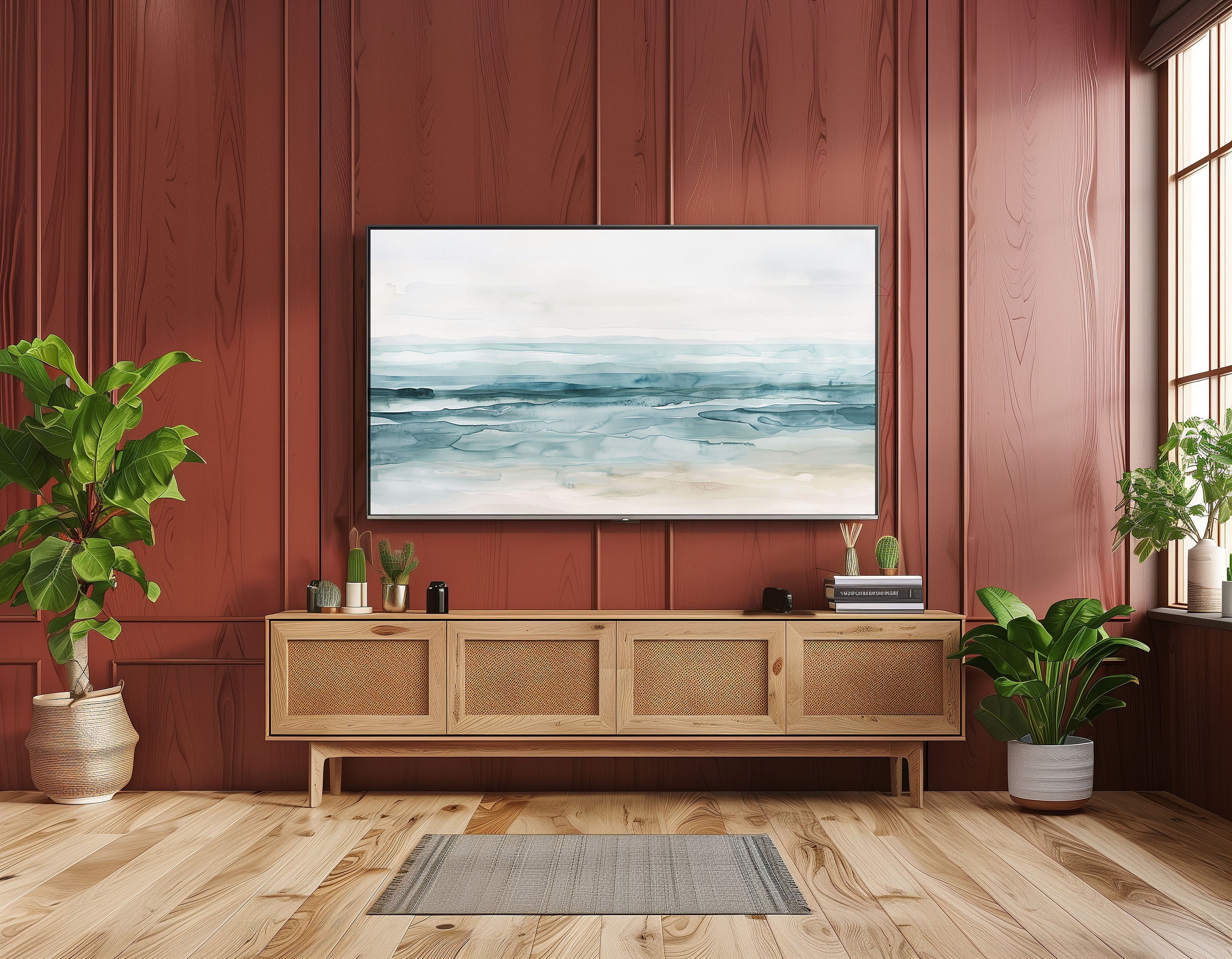 Moody Abstract Art for Samsung TV Tranquil Ocean Scene TV Decor, Frame ...