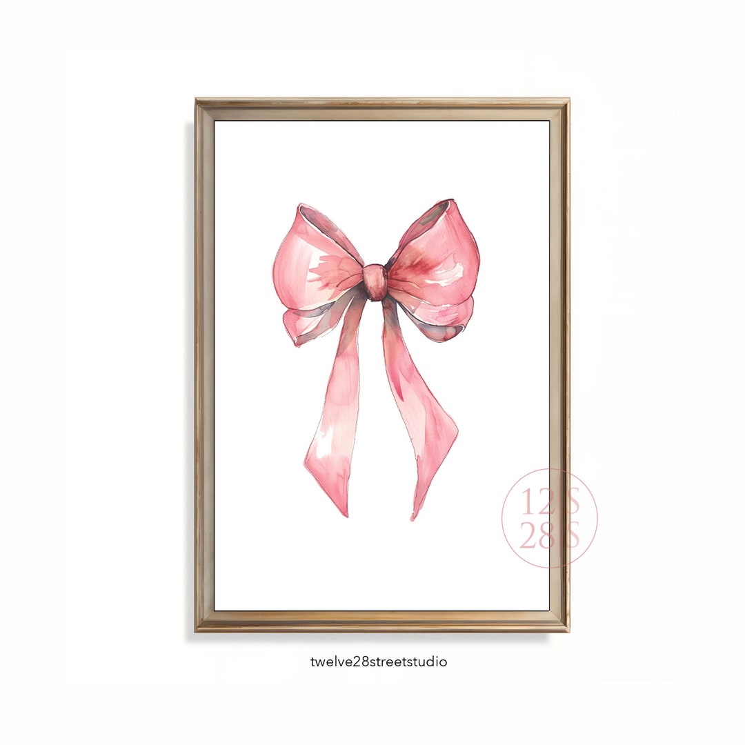 Print of Pink Bow Wall Art, Pink Preppy, Coquette Balletcore, Pink ...