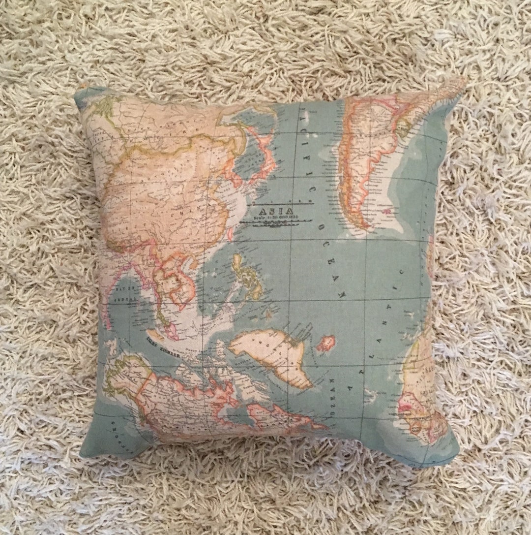 World Map Themed Cushion - Etsy