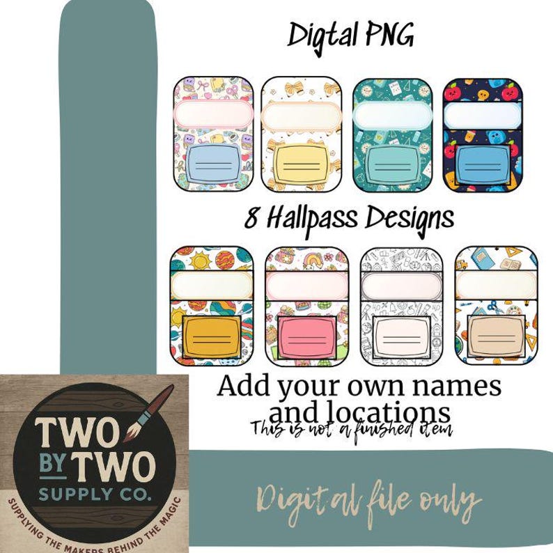 Hall Pass PNG Bundle: Editable Teacher Classroom Passes (digital ...