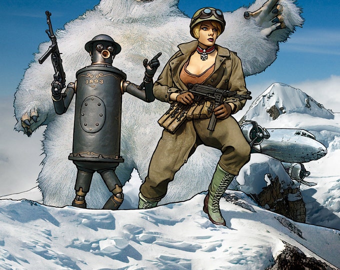 Victorian Robot, Yeti & WW2 Female Soldier 12x16 Print SIGNED - Etsy