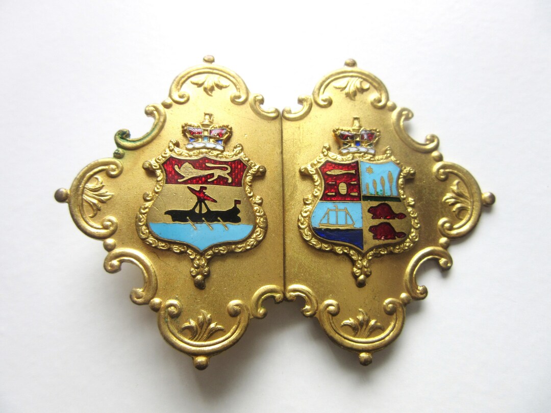 Antique Belt Buckle Heraldic Coat of Arms for Canadian Province of New ...