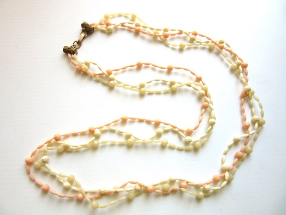 Long Deco Celluloid Bead Necklace Art Deco Multistrand Ornate - Etsy