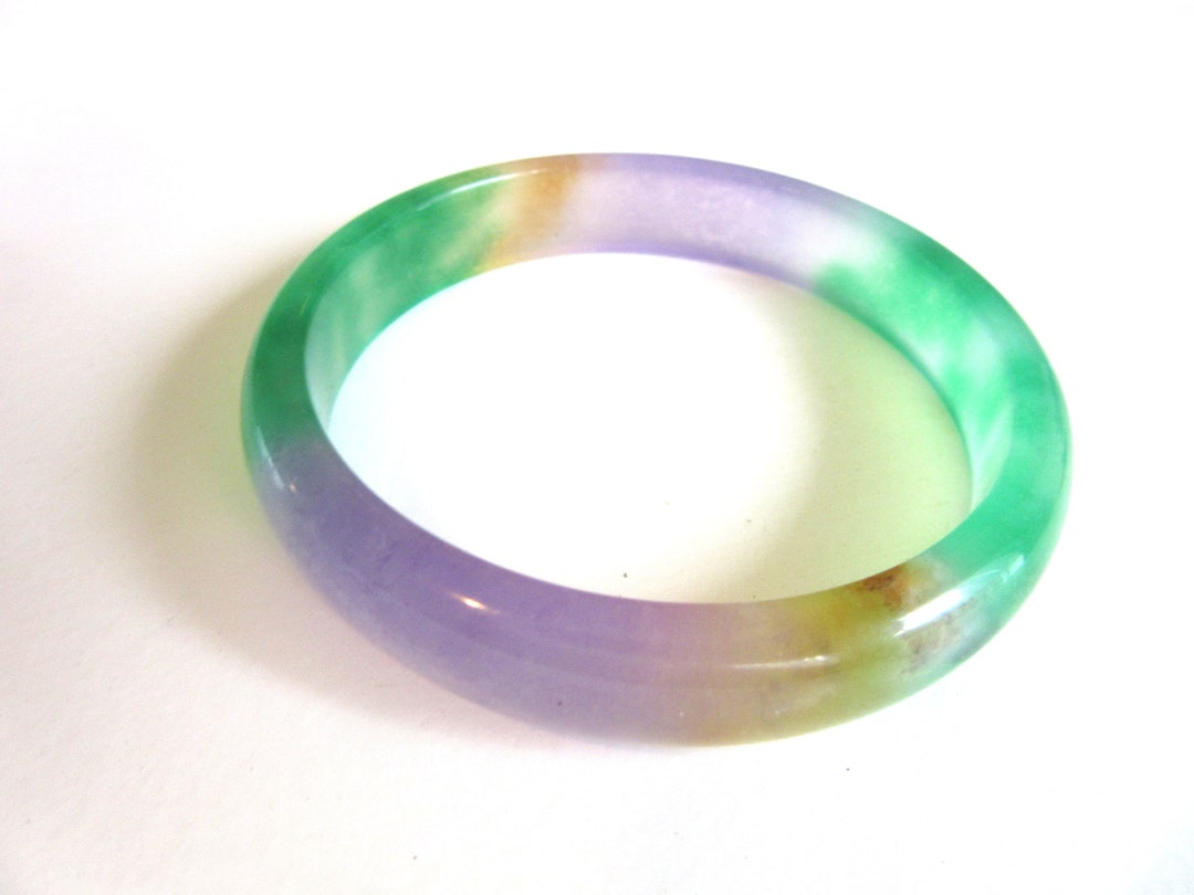 Slimmer Jade Jadeite Bangle Multicolor Size Average 40 Grams - Etsy