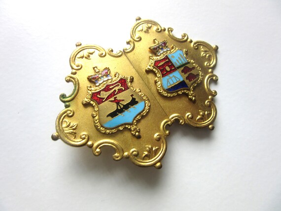 Antique Belt Buckle Heraldic Coat of Arms For Canadia… - Gem