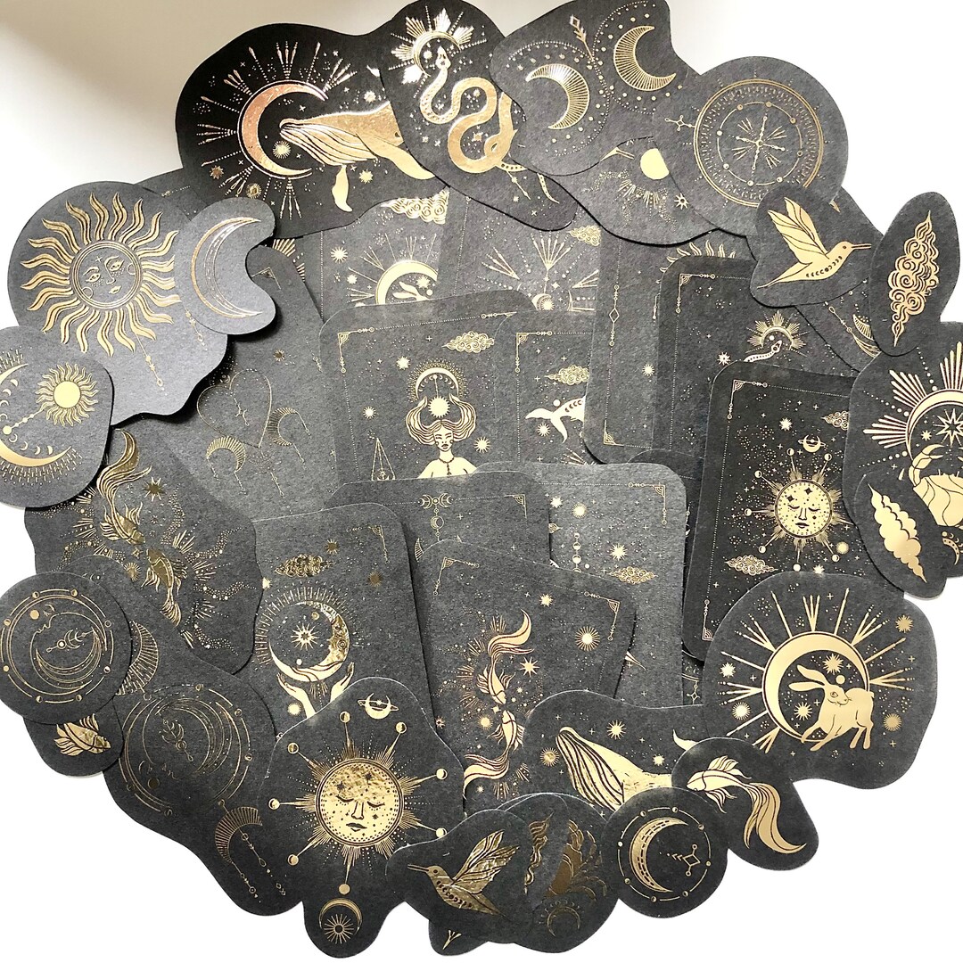 Journal Stickers Celestial Tarot Astrology Gold Metallic Washi Stickers ...