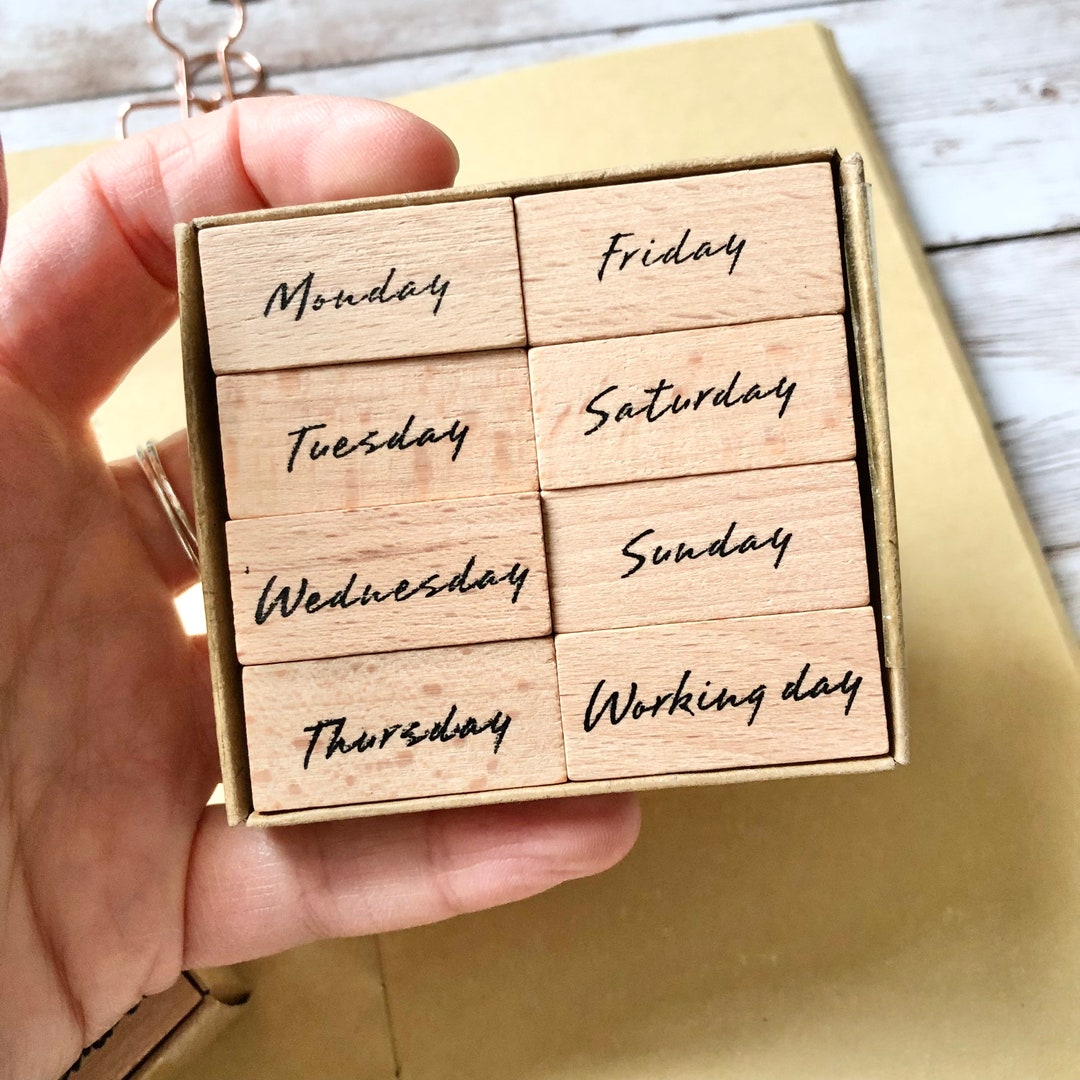 Set of 7 Wood Mounted Stamps - Days of the Week Calendar Journal Diary ...