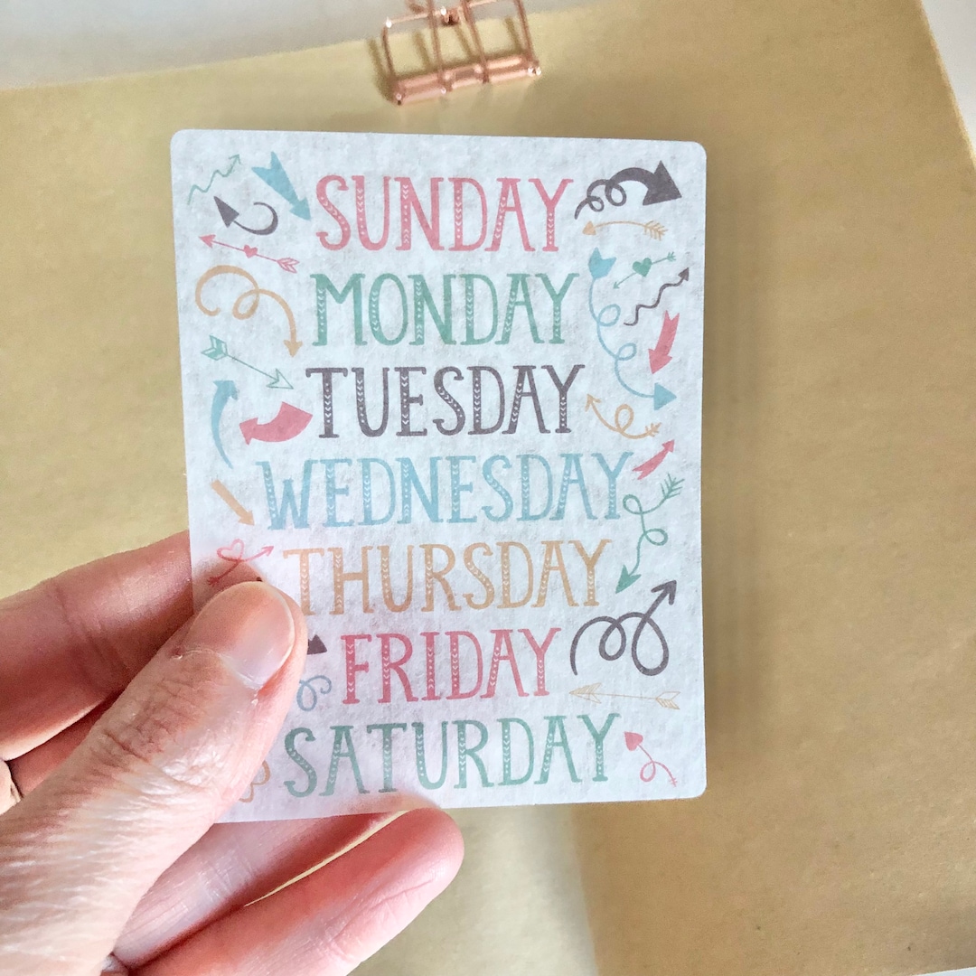 Days of the Week Calendar Stickers Cute Zakka Journaling Scrapbook ...