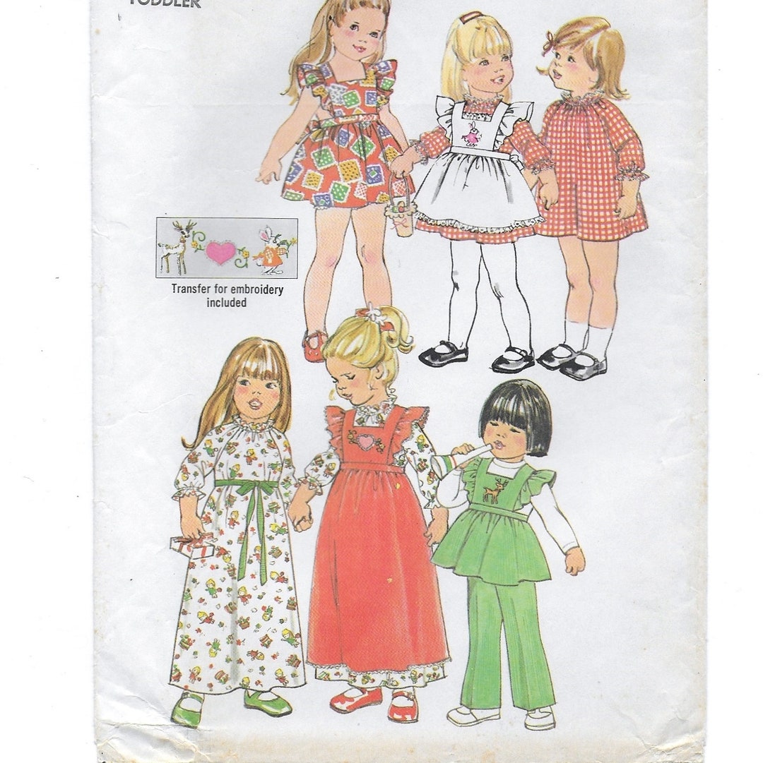 A Dress and Pinafore in 2 Lengths & Pull-on Pants Pattern With ...