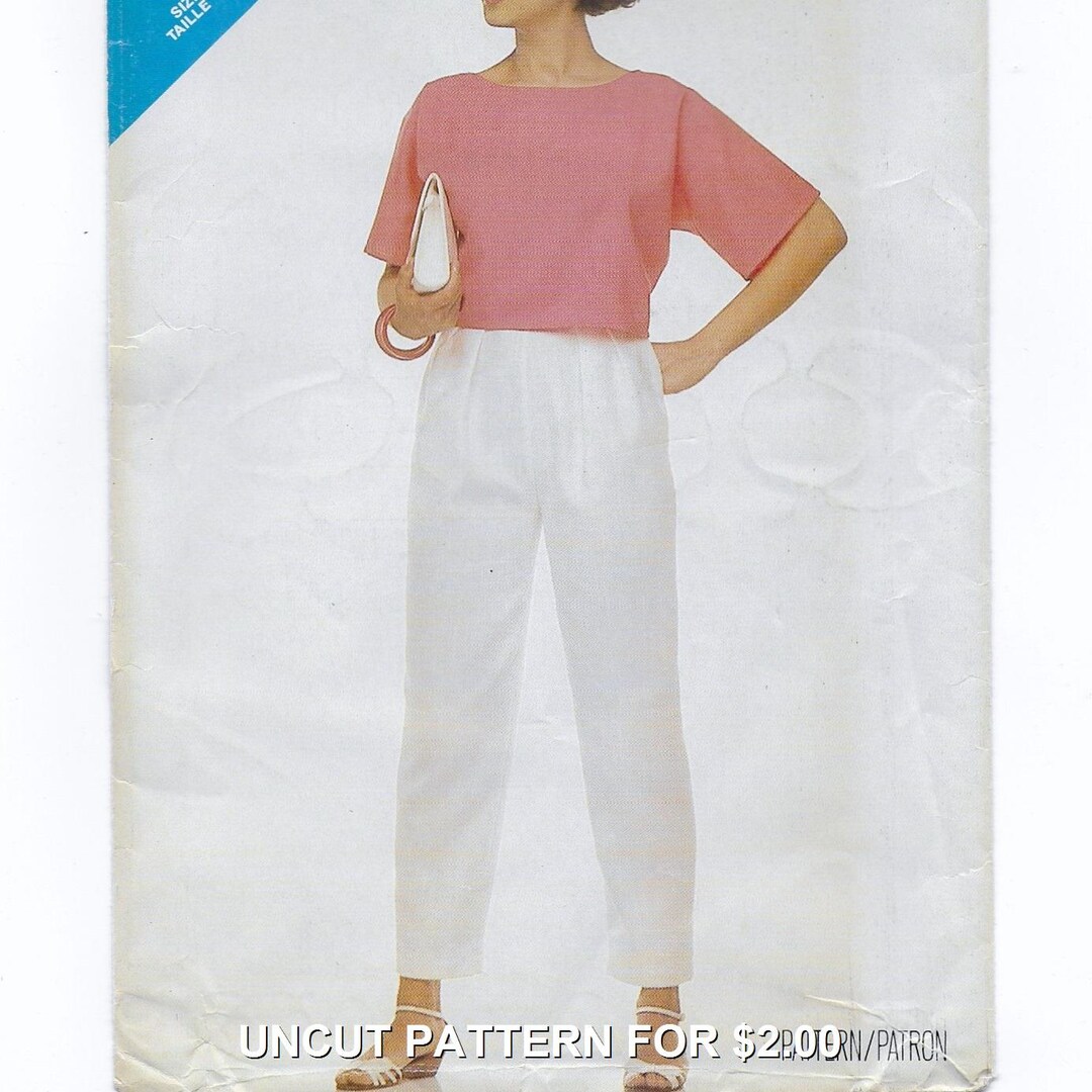 A Short Sleeve Crop Top and Tapered Front Pleat Pants Sewing Pattern ...
