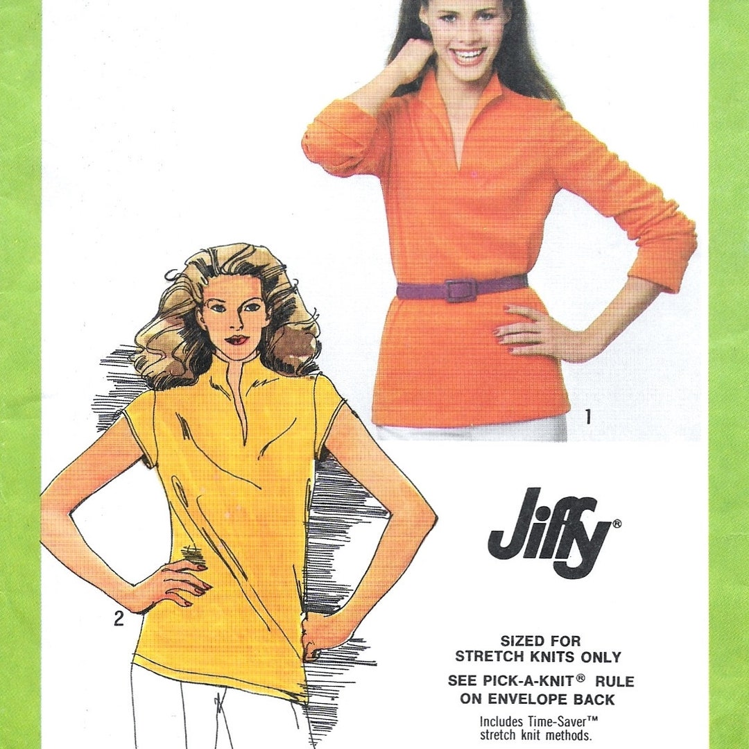 A Stretch Knit, Funnel Neckline, Long or Cap Sleeve Pullover Top Sewing ...