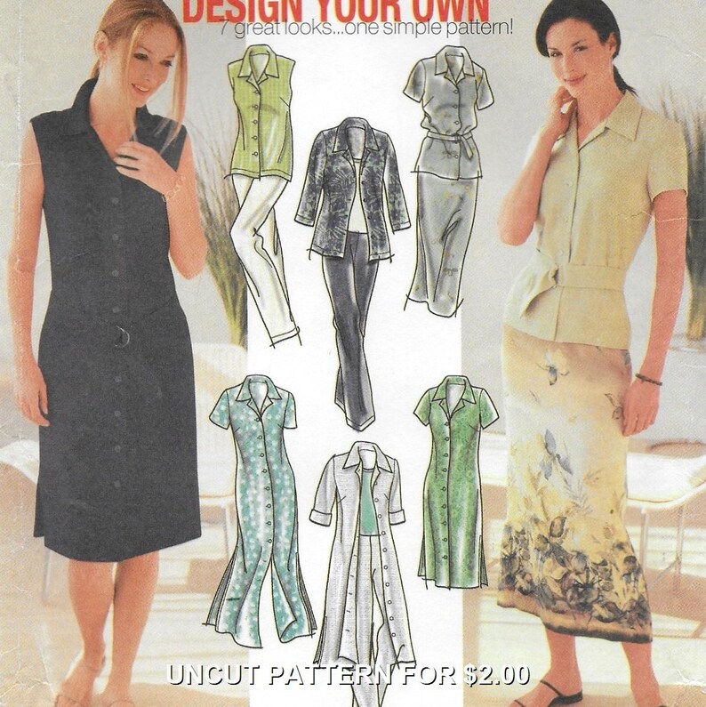 A Separates Sewing Pattern for Women: Shirt Dress, Shirt, Skirt, Pants ...