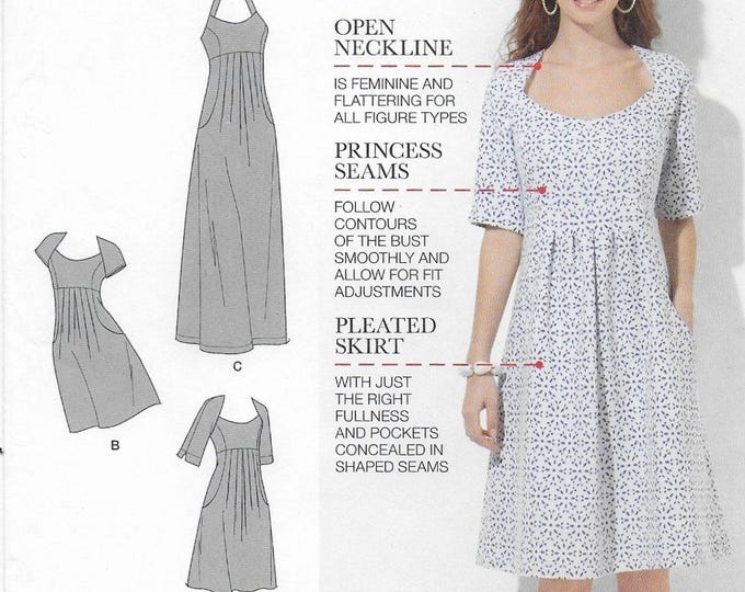 A Fit/cup Size Adjustment, Princess Seam, Pleated Skirt Dress Sewing ...