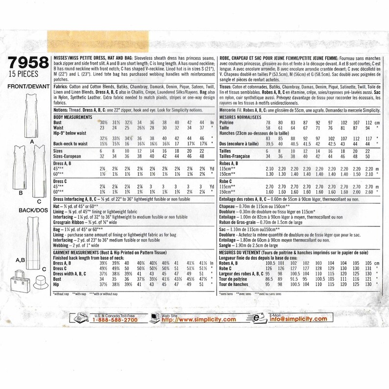 A Sleeveless, Princess Seam Sheath Dress, Hat and Bag Pattern for Women ...